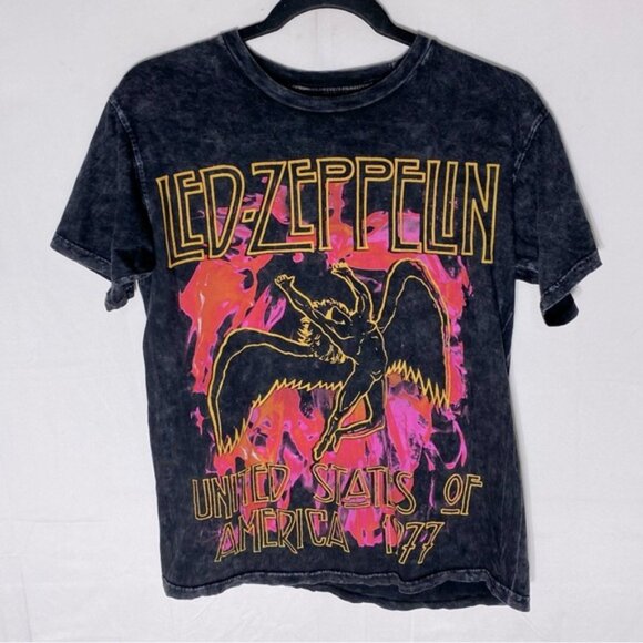 Led Zepplin | Tops | Led Zeppelin Black Pink Orange Yellow Graphic Tee ...